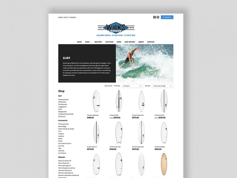 Wicks Online Store Design